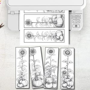 Sunflowers and Pumpkins Autumn Fall 4 Printable Bookmarks for Adult and ...