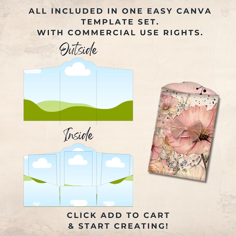 Mini Trifold Template Canva With Editable Inside Outside Design, Drag ...
