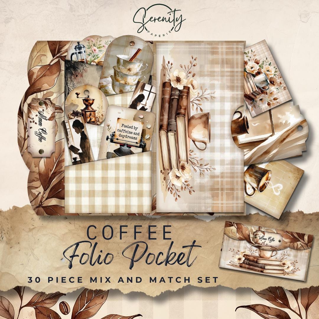 Coffee Junk Journal Folio - Printable Ephemera Kit - Espresso Craft ...