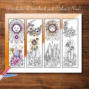 Celestial Succulents 4 Printable Coloring Bookmarks for Adult and Kids ...