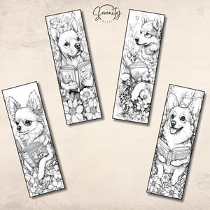 Dog Coloring Bookmark 4 Printable Bookmarks for Adult and Kids Coloring ...