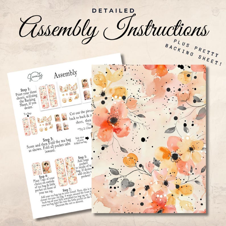 Tea Lover Envelope Pocket Set Printable | Tea Holder 8.5x11 DIY Gift ...