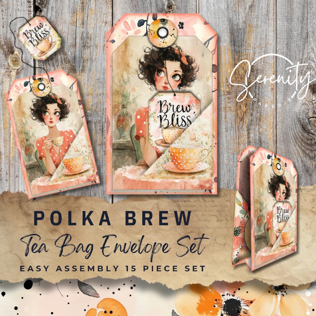 Tea Lover Envelope Pocket Set Printable | Tea Holder 8.5x11 DIY Gift ...