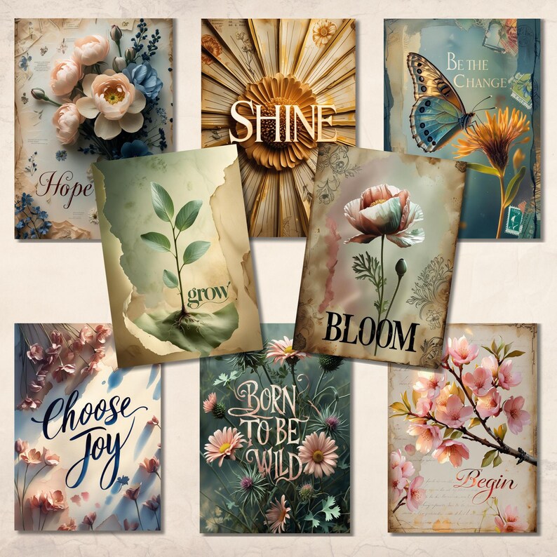 Printable ATC Cards Ephemera Set: Junk Journal & Scrapbook (8.5x11 ...