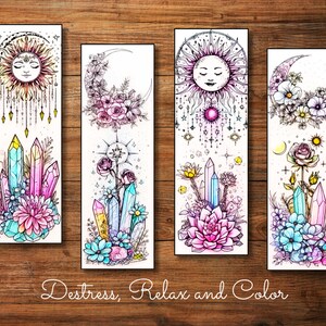 Celestial Succulents 4 Printable Coloring Bookmarks for Adult and Kids ...