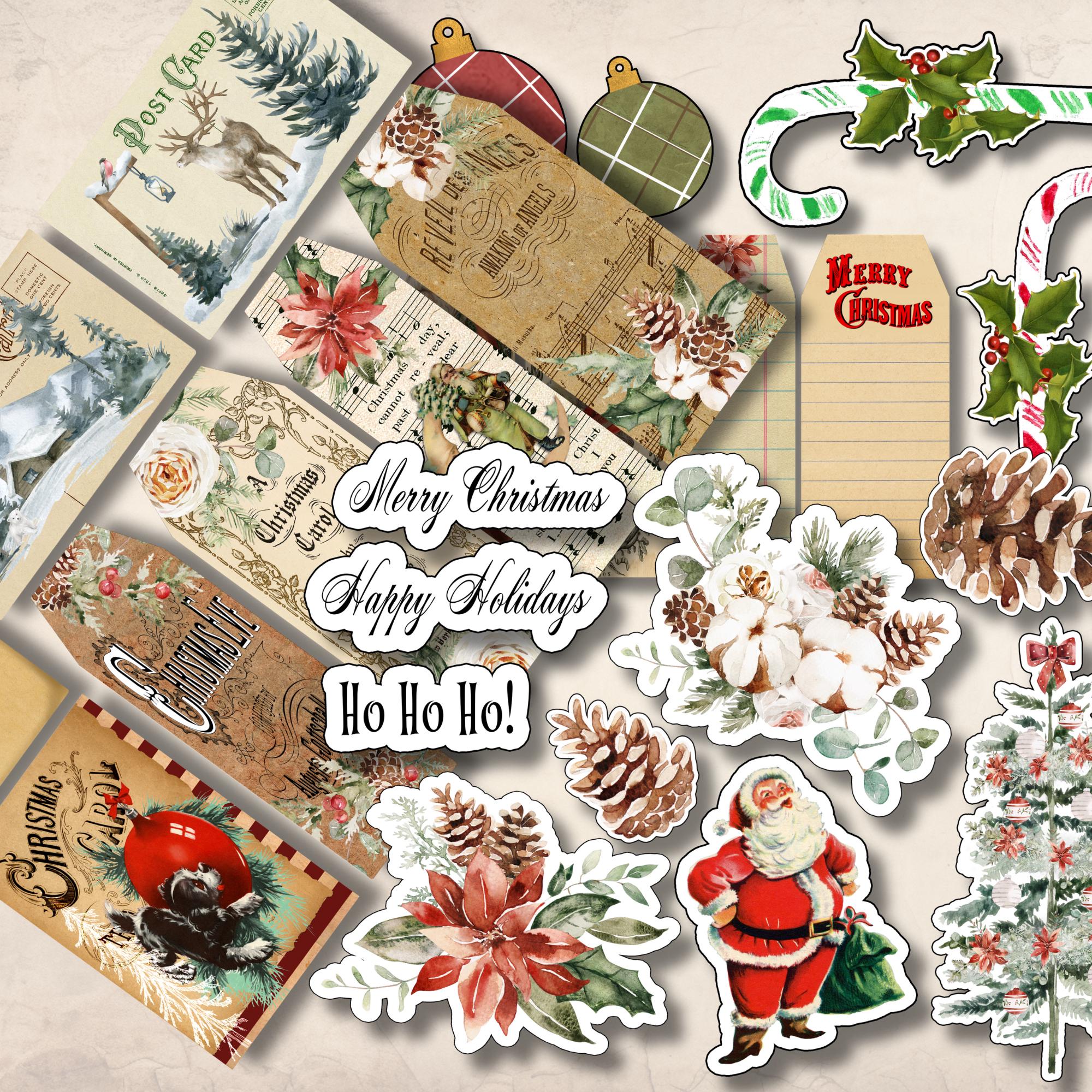Christmas Digital Junk Journal Loaded Folder Pocket Tags, Shabby ...