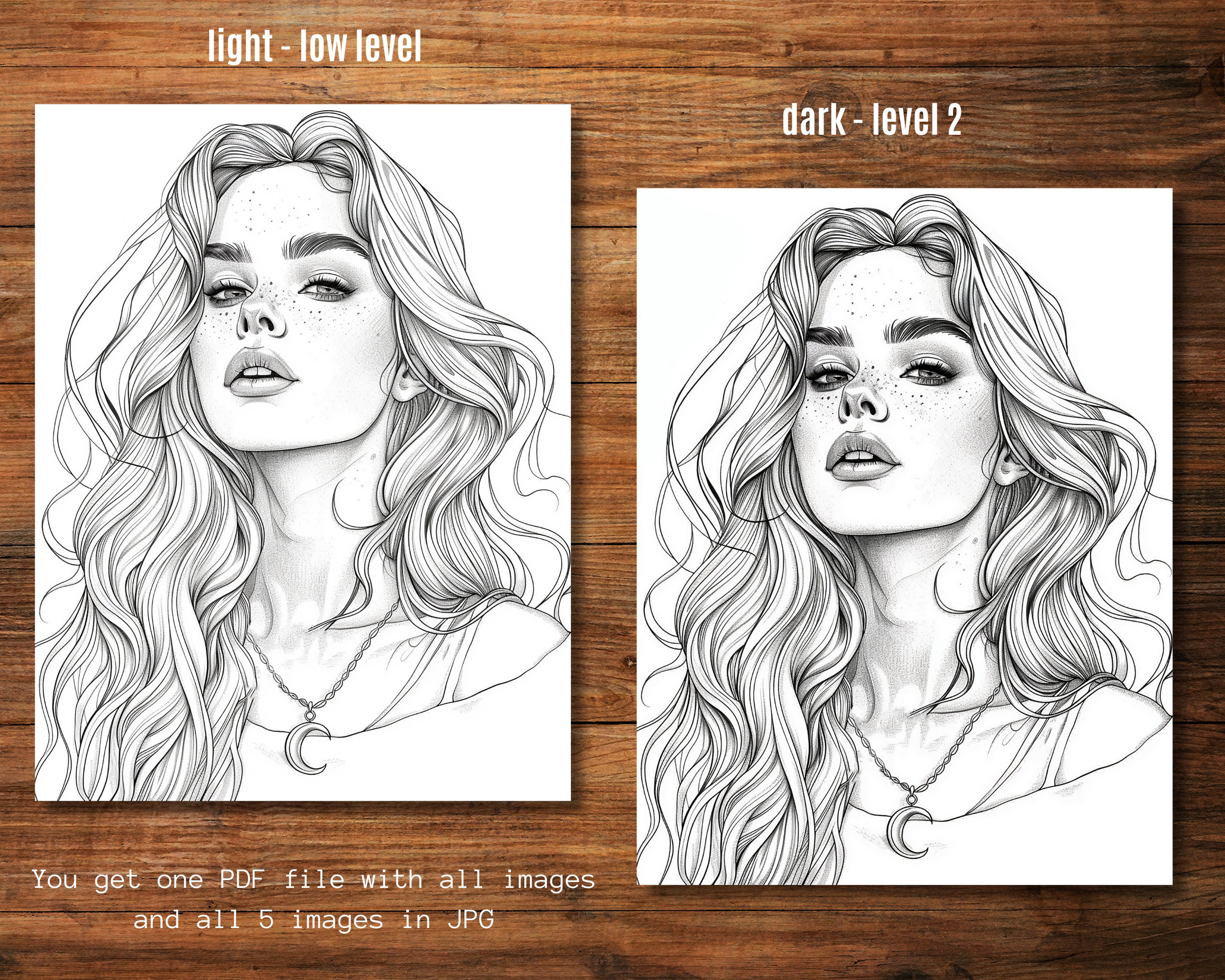 Spunky Woman Coloring Pages - Digital Download - Grayscale Black ...