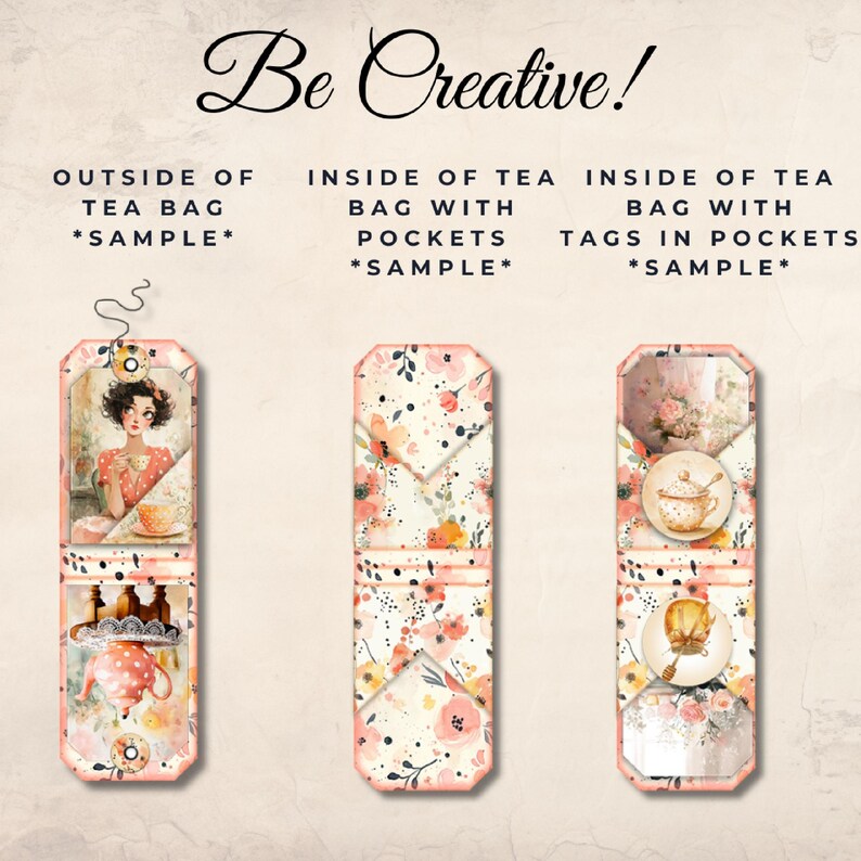 Tea Lover Envelope Pocket Set Printable | Tea Holder 8.5x11 DIY Gift ...
