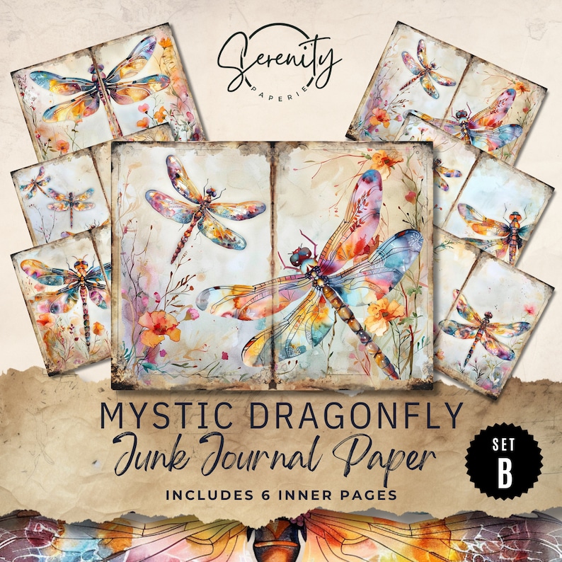 Mystic Dragonfly Junk Journal Printable Kit – 98 Floral Papers, Tags ...