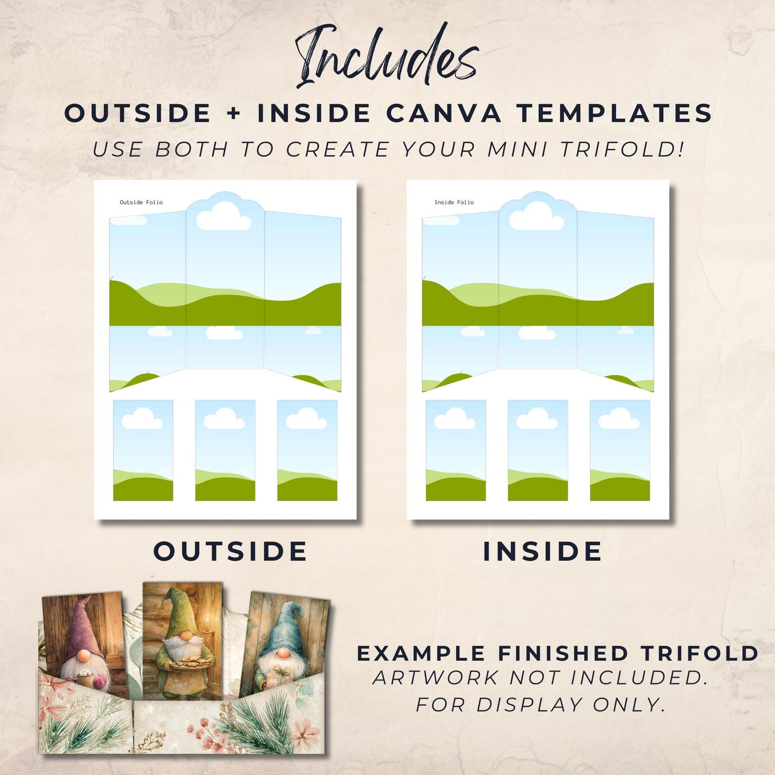 Mini Trifold Template Canva With Editable Inside Outside Design, Drag ...