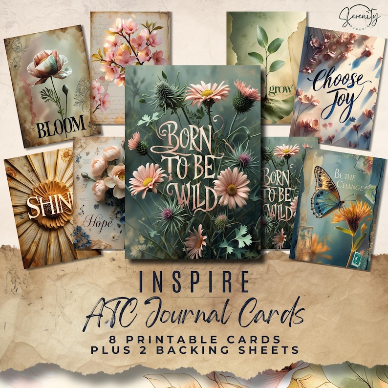 Printable ATC Cards Ephemera Set: Junk Journal & Scrapbook (8.5x11 ...