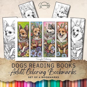 Dog Coloring Bookmark 4 Printable Bookmarks for Adult and Kids Coloring ...