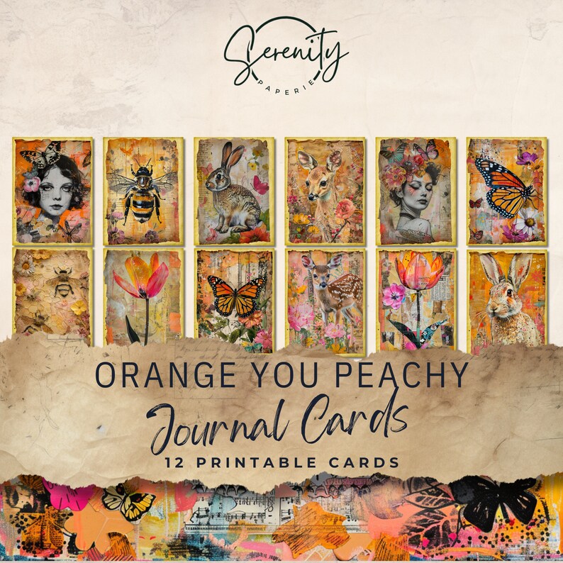 Junk Journal Kit "orange You Peachy" - 98 Piece Floral Printable Papers ...