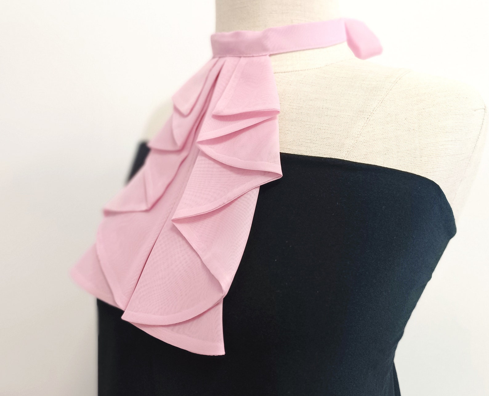 Pink Elegant Victorian Jabot Collar Historical Cravat Costume Accessory ...