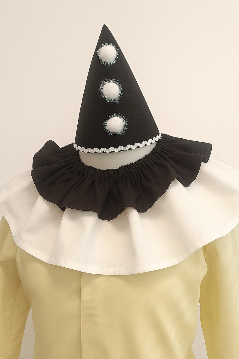 Clown Jester Ruff Collar and Hat Harlequin Halloween Outfit Pierrot ...