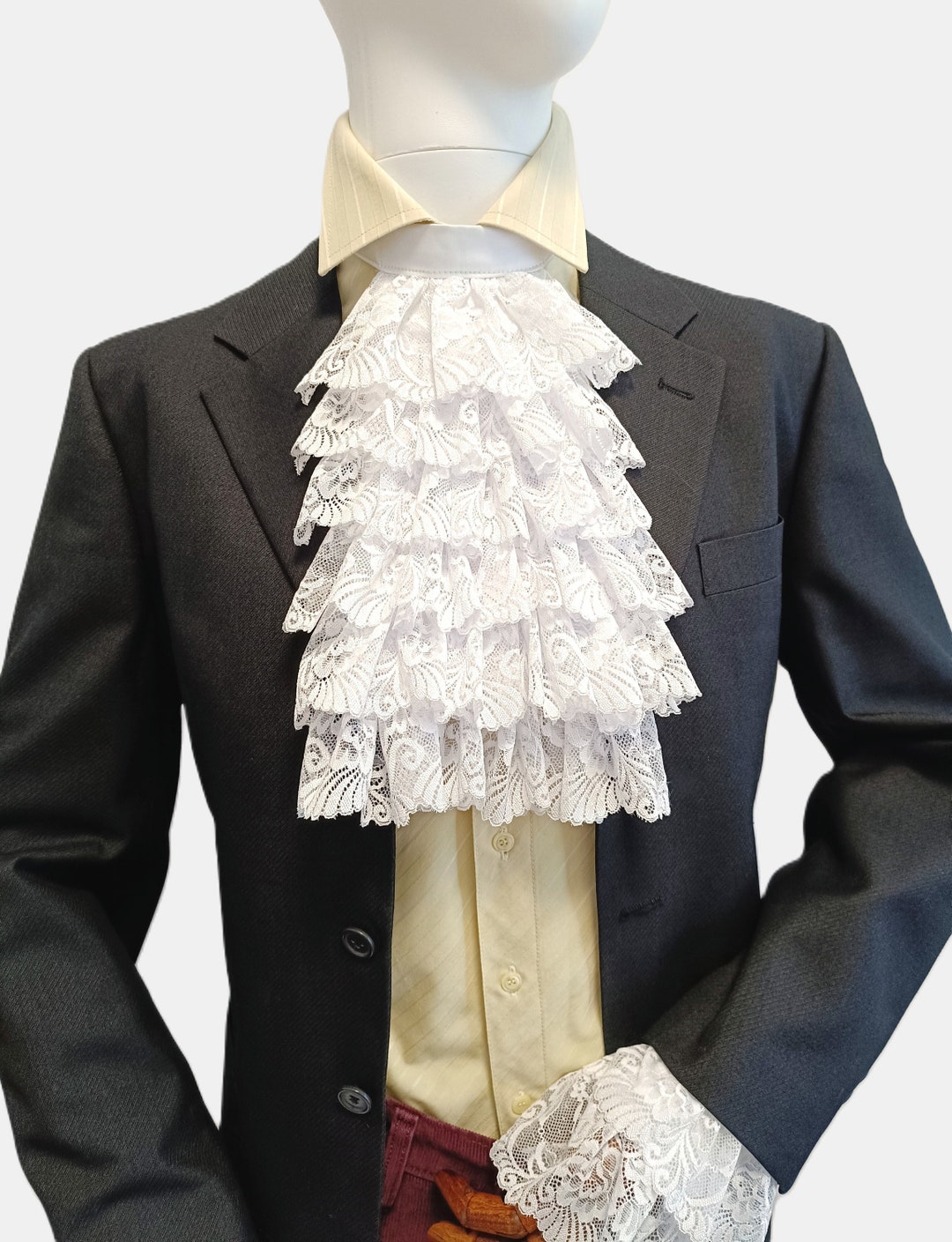 Victorian Jabot Collar and Wrist Cuffs Historical Ruffle Collar and ...