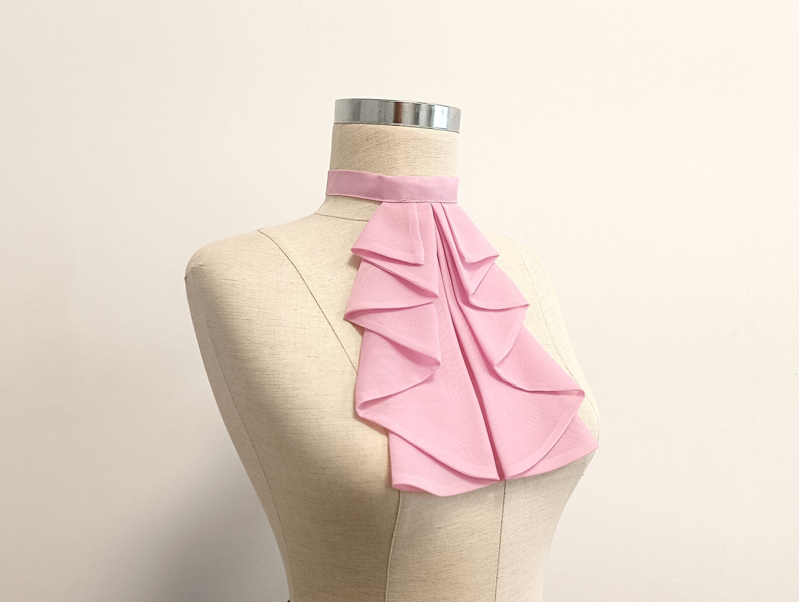 Pink Elegant Victorian Jabot Collar Historical Cravat Costume Accessory ...