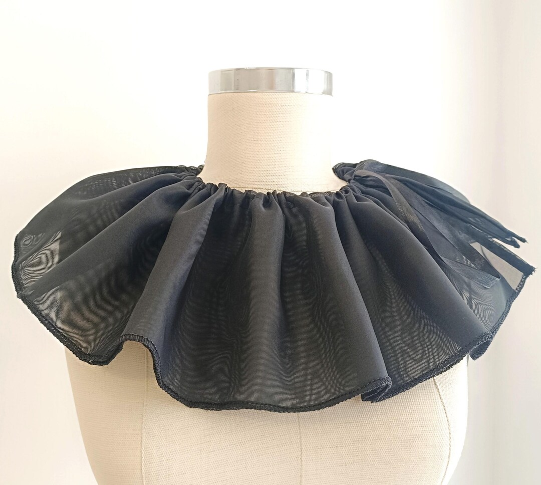 Black Clown Ruffle Collar Jester Hat and Collar Harlequin Pierrot ...
