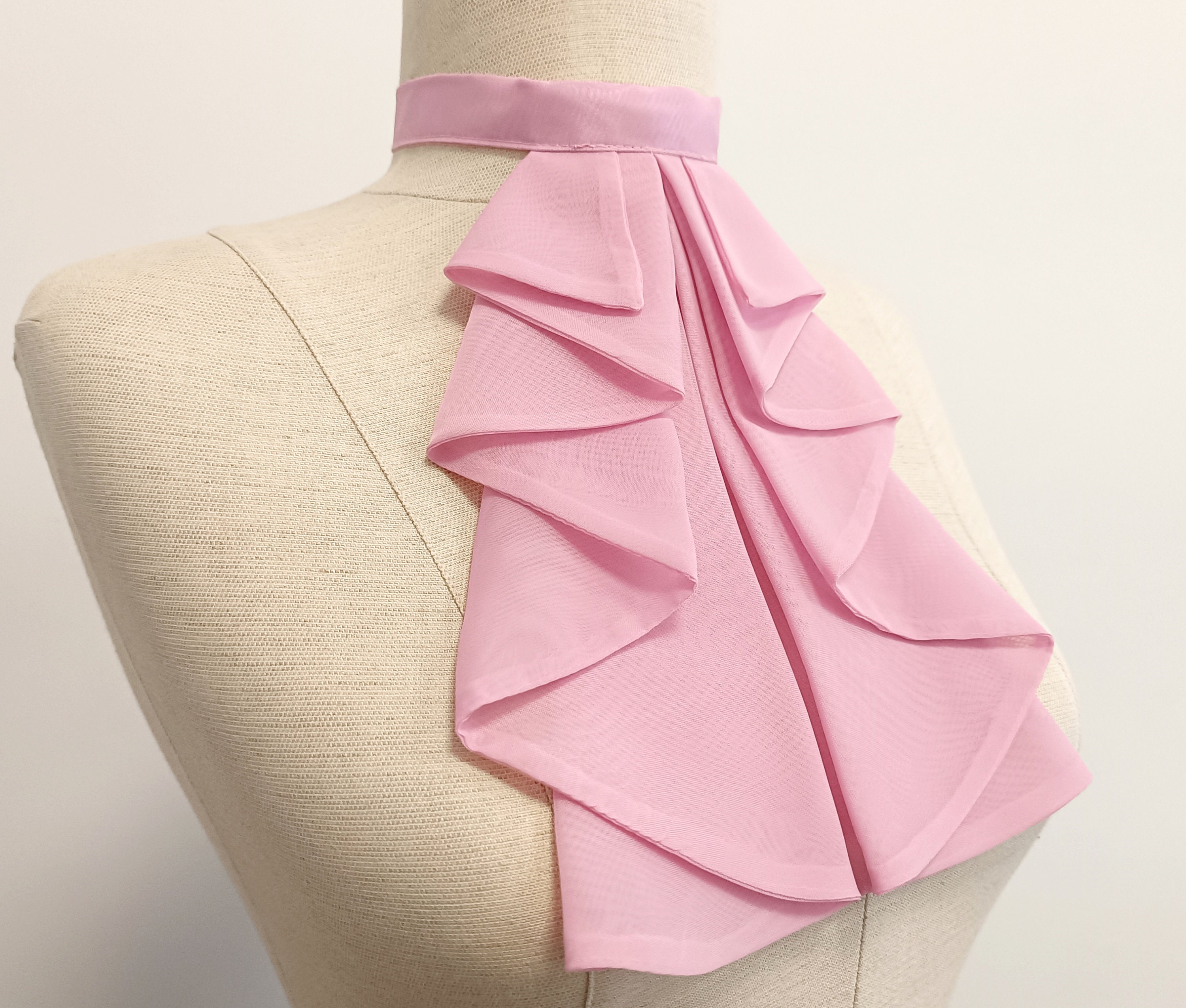 Pink Elegant Victorian Jabot Collar Historical Cravat Costume Accessory ...
