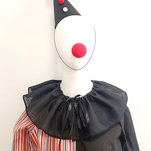 Black Clown Ruffle Collar Jester Hat and Collar Harlequin Pierrot ...