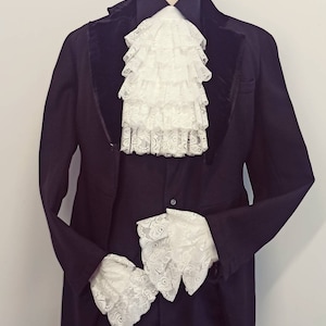 Victorian Ruffle Jabot and Wrist Cuffs Halloween Cosplay Jabot Collar ...