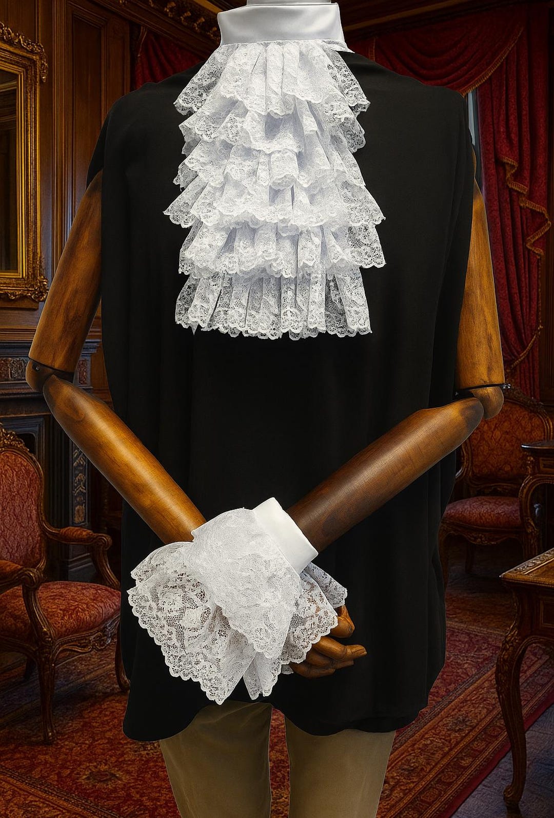 Lace Victorian Jabot and Wrist Cuffs Set Jabot and Wrist Cuffs Pirate ...