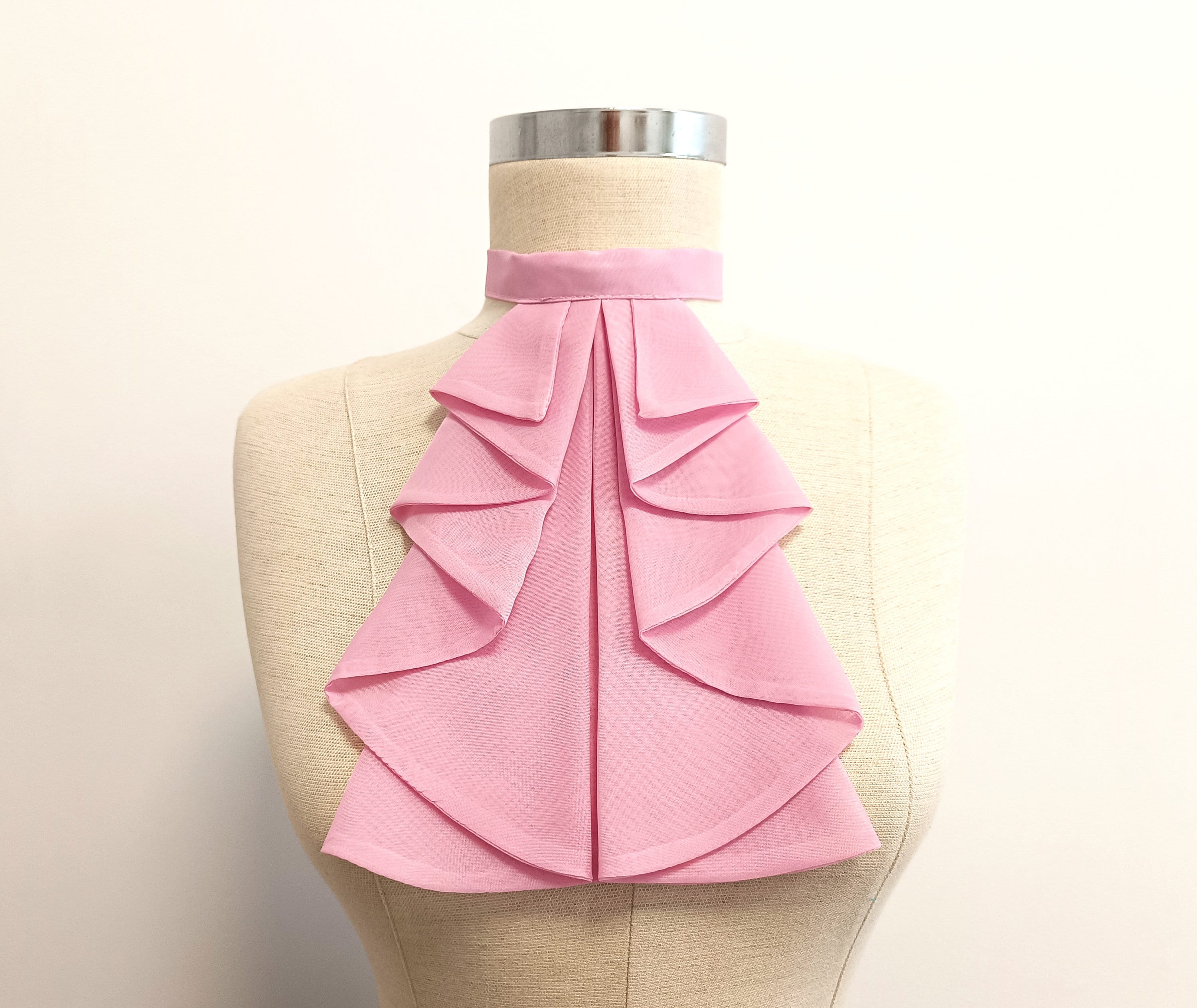 Pink Elegant Victorian Jabot Collar Historical Cravat Costume Accessory ...