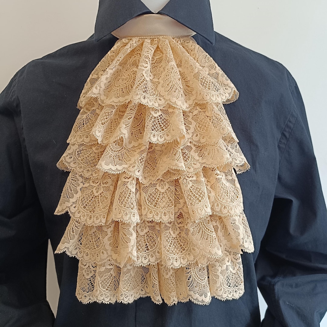 Victorian Ruffle Jabot and Wrist Cuffs Halloween Cosplay Jabot Collar ...