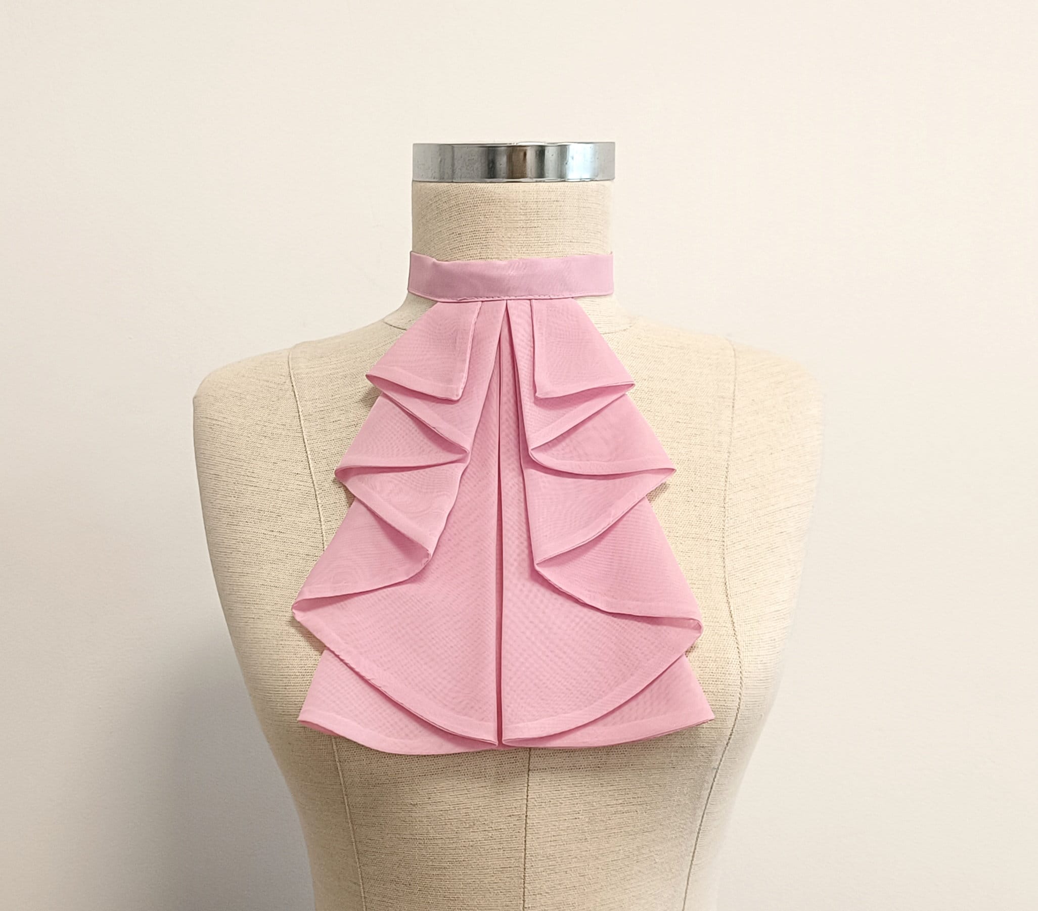 Pink Elegant Victorian Jabot Collar Historical Cravat Costume Accessory ...
