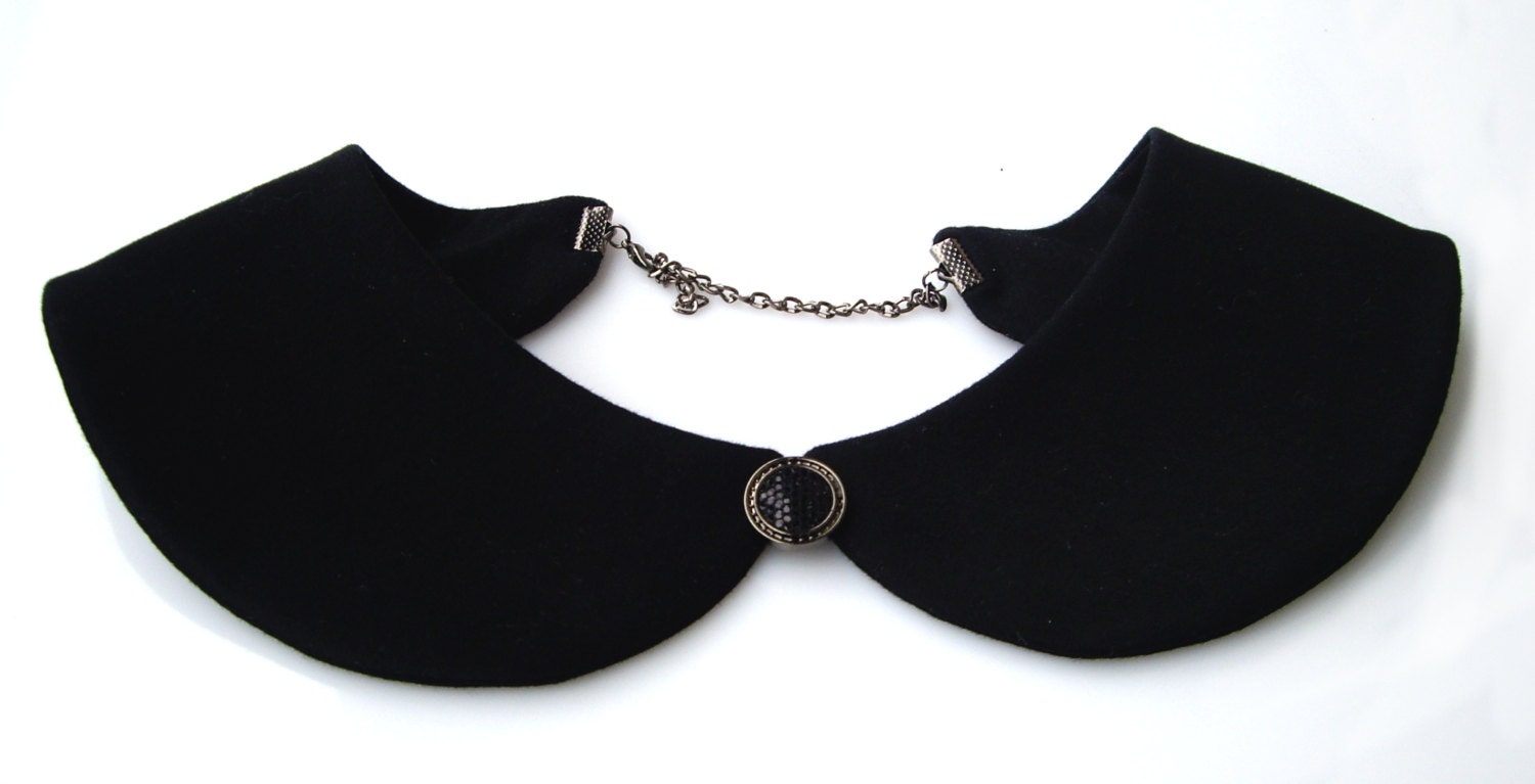 Black Cotton Peter Pan Collar, Detachable Vintage Necklace , Necklace ...