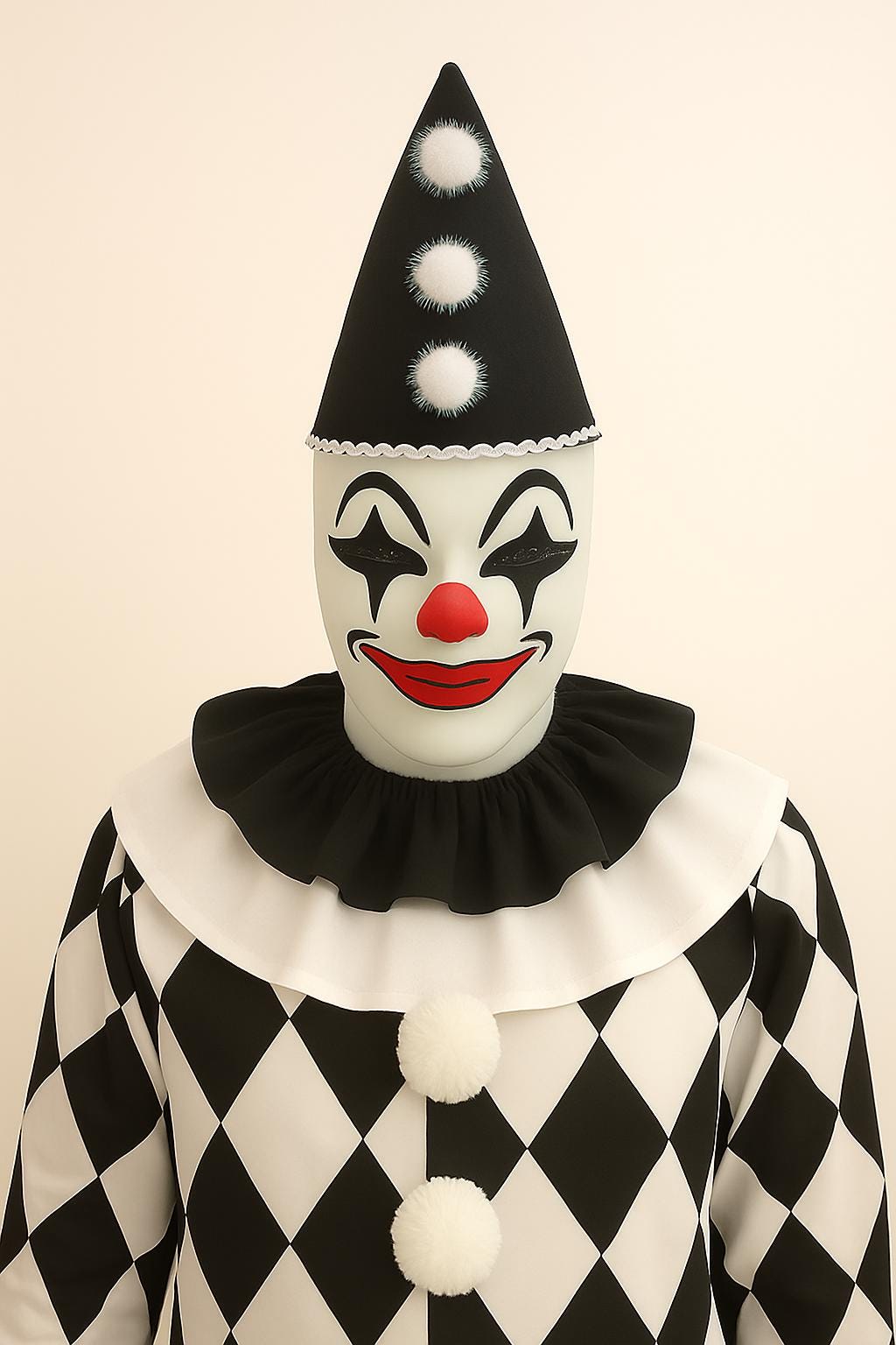 Clown Jester Ruff Collar and Hat Harlequin Halloween Outfit Pierrot ...