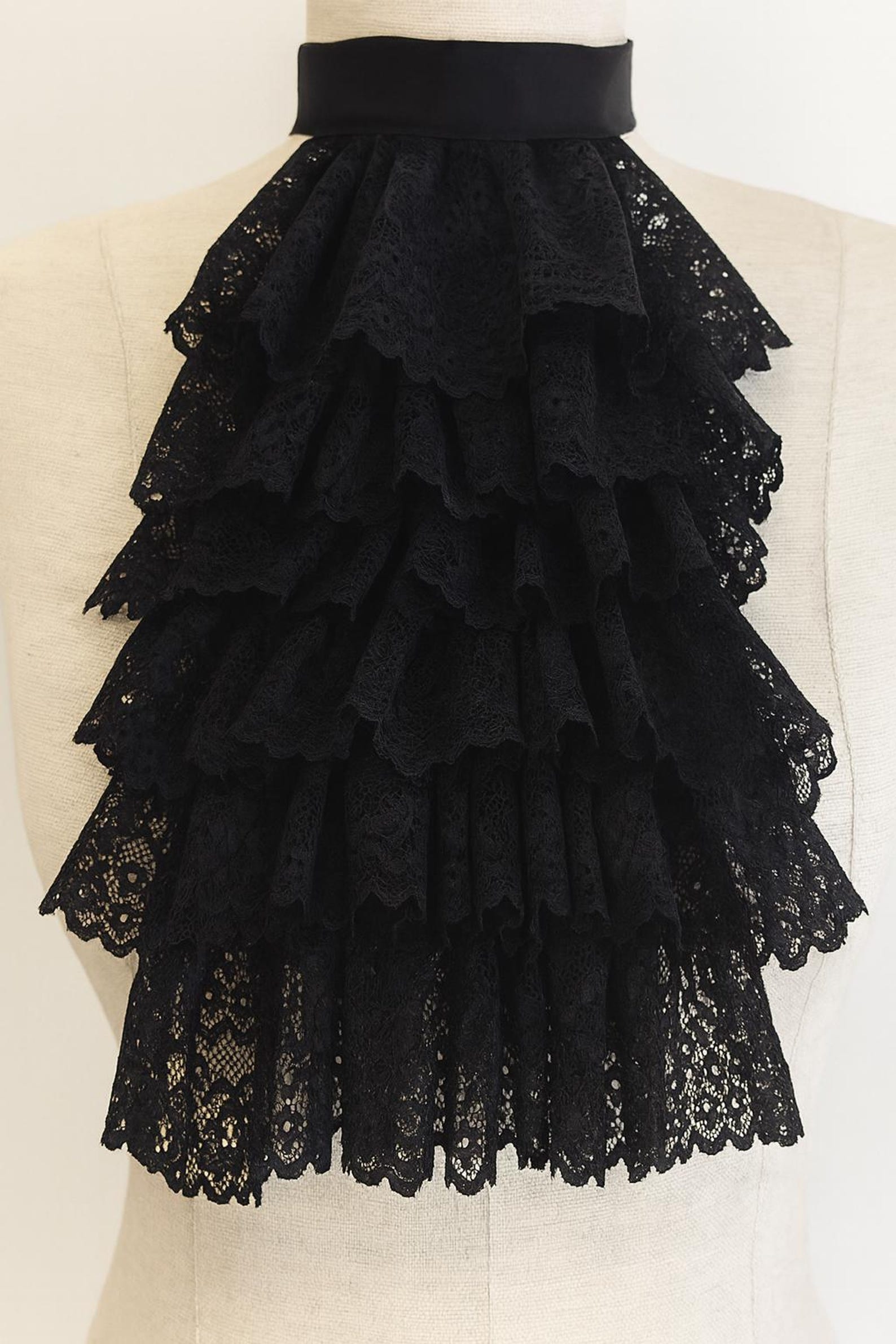 White Lace Jabot Collar, Victorian Detachable Collar, Vampire Costume ...