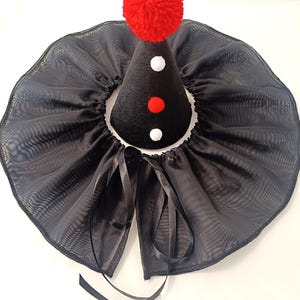 Black Clown Ruffle Collar Jester Hat and Collar Harlequin Pierrot ...