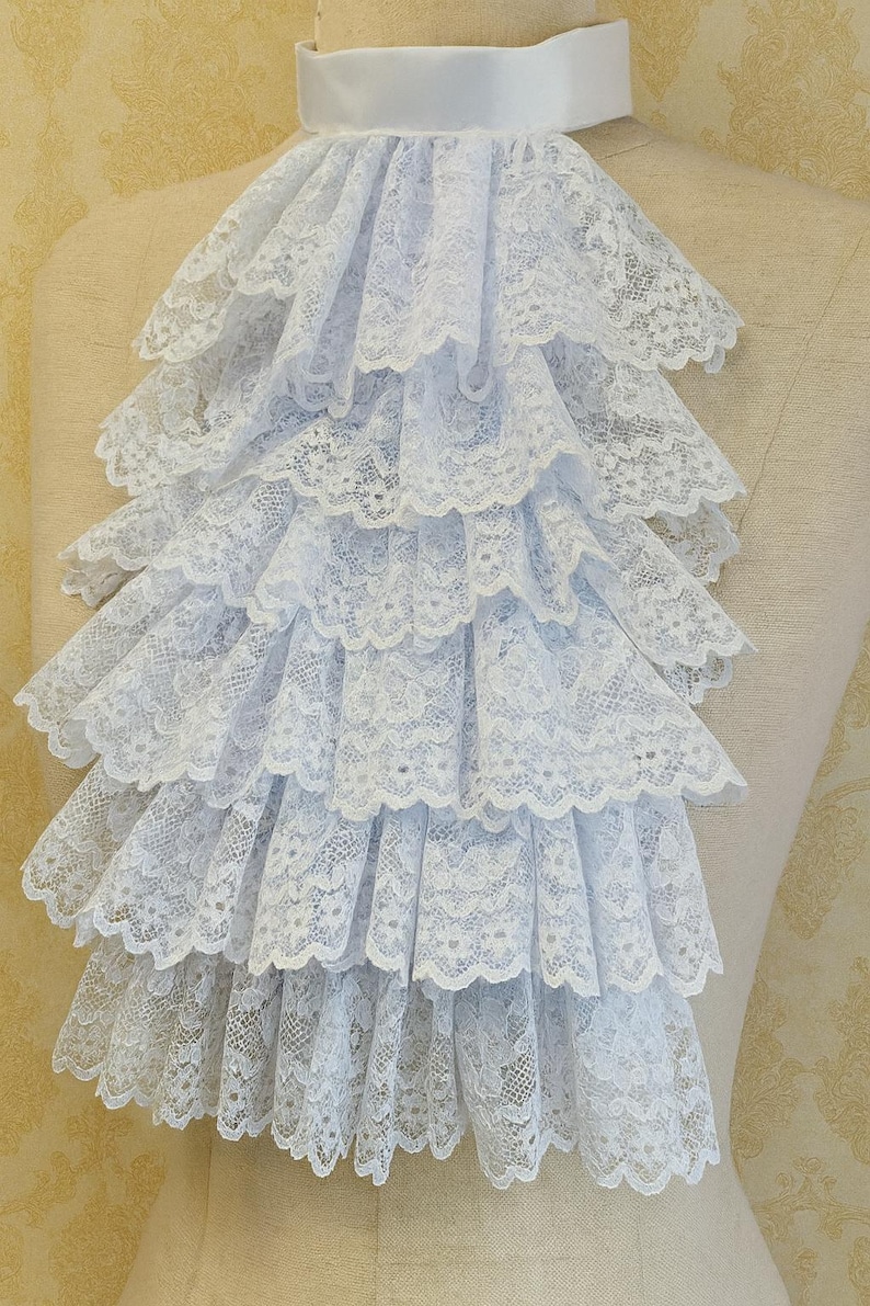 White Lace Jabot Collar, Victorian Detachable Collar, Vampire Costume ...