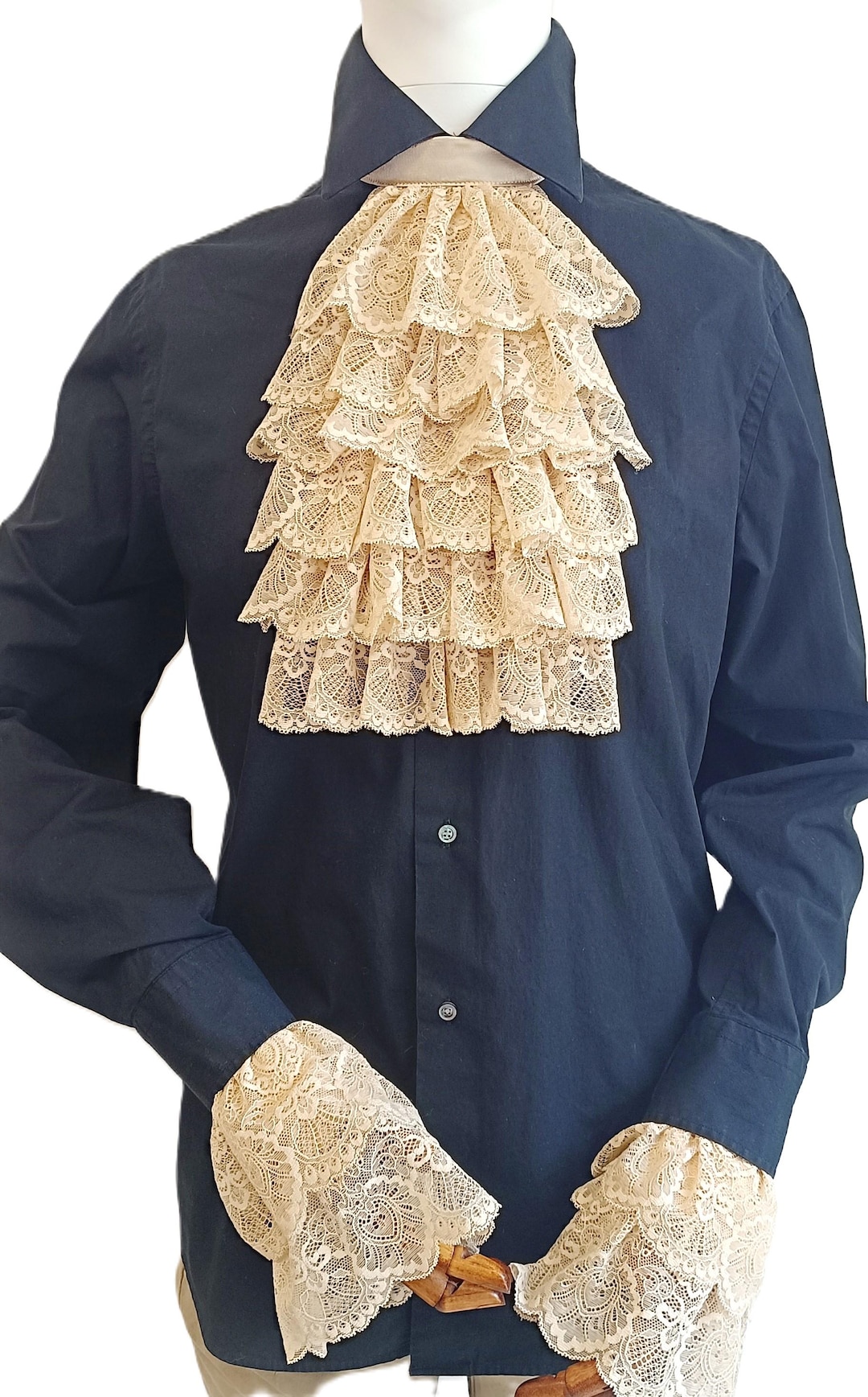Victorian Lace Jabot & Wrist Cuffs – Historical Ruffle Collar and Cuffs ...