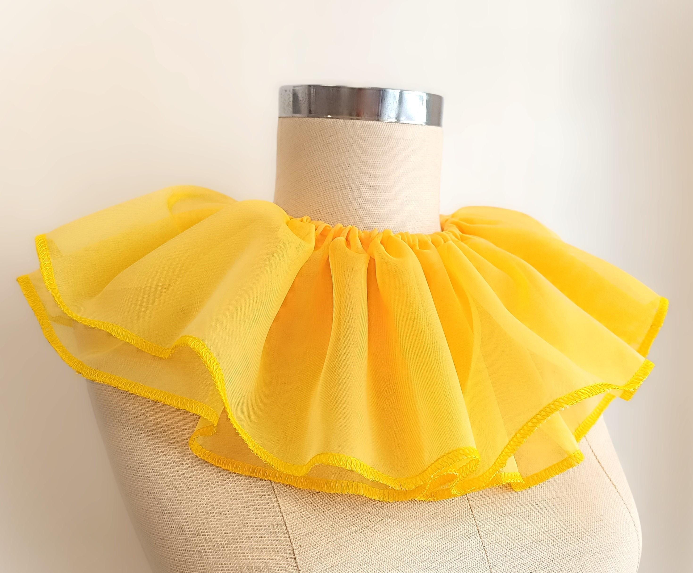 Clown Ruff Collar 3-in-1 Harlequin Yellow Ruffle Pierrot Collar Chiffon ...