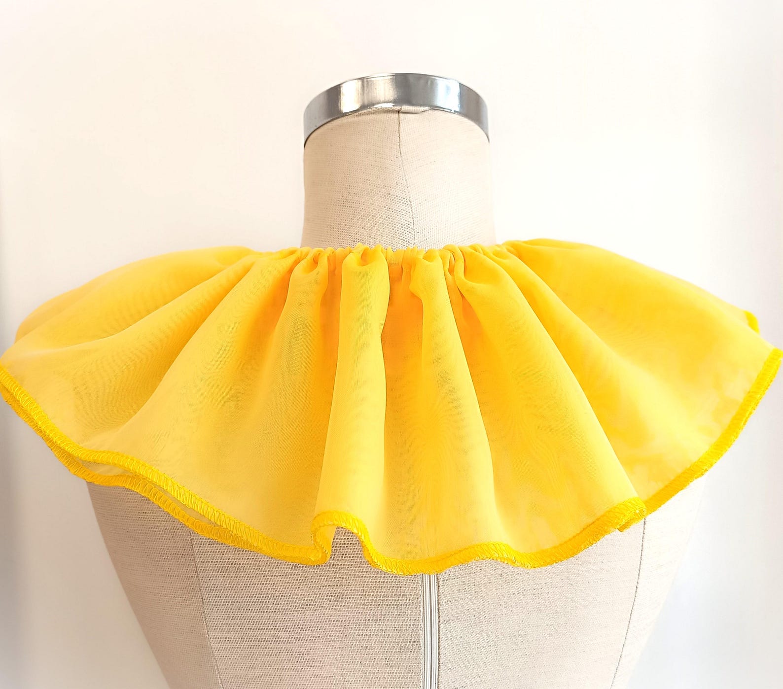 Clown Ruff Collar 3-in-1 Harlequin Yellow Ruffle Pierrot Collar Chiffon ...