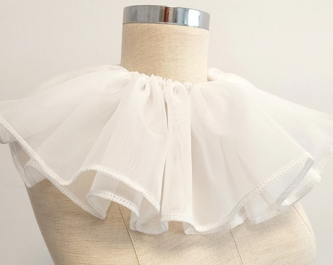 Lace Ruff / French Lace Ruffle Collar / White & Gold Lace Circus ...