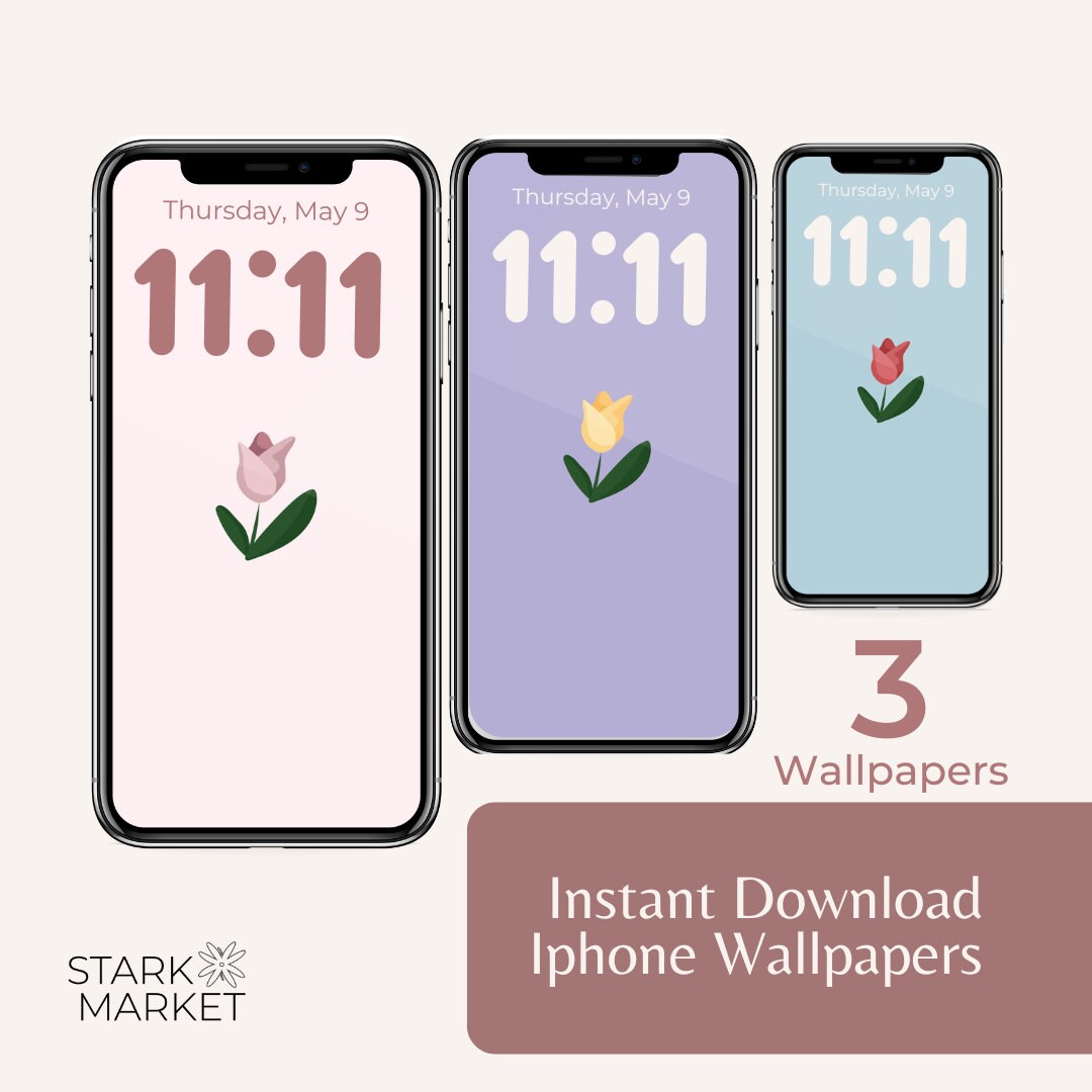 Tulips Phone Wallpaper Pack, Flowers iPhone Lock Screen Digital ...