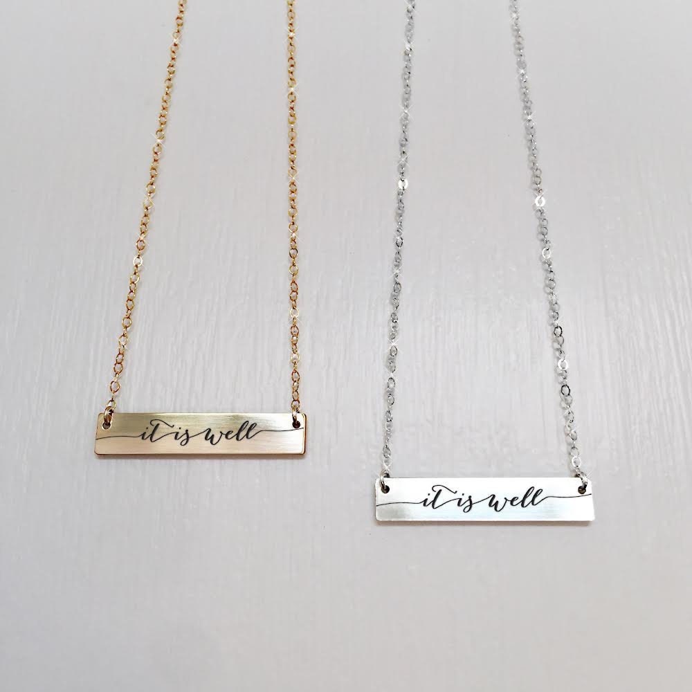 It is Well Necklace: Bar Necklace Faith Jewelry Scripture Bible Verse ...