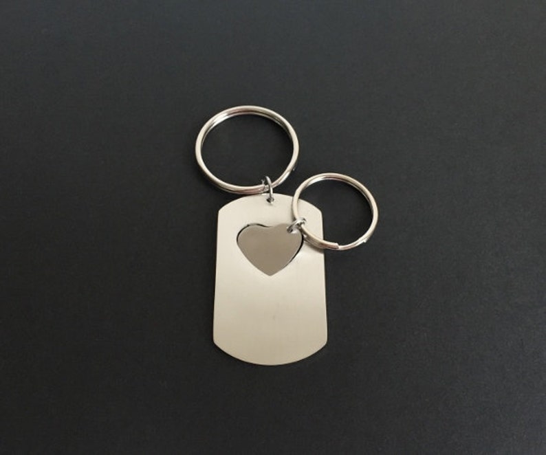 Two Personalized Key Chains.stainless Steel Heart Key - Etsy