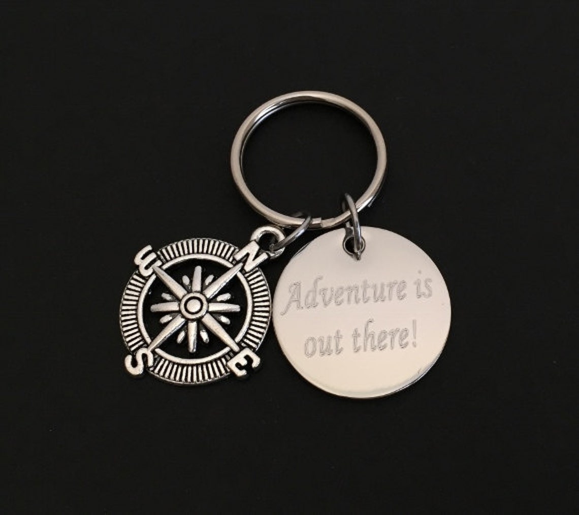 Personalized Compass Key Chain. Stainless Steel Key Chain. - Etsy