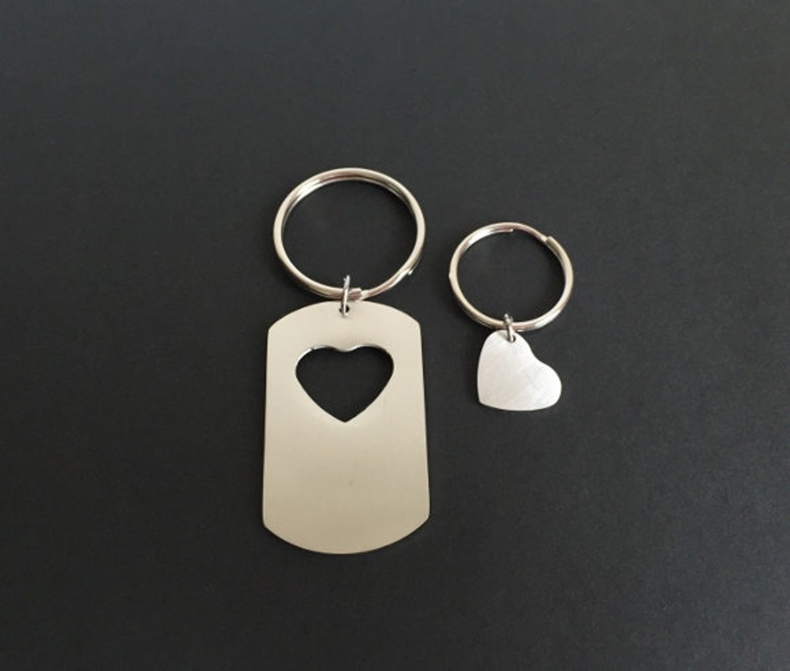 Two Personalized Key Chains.stainless Steel Heart Key - Etsy