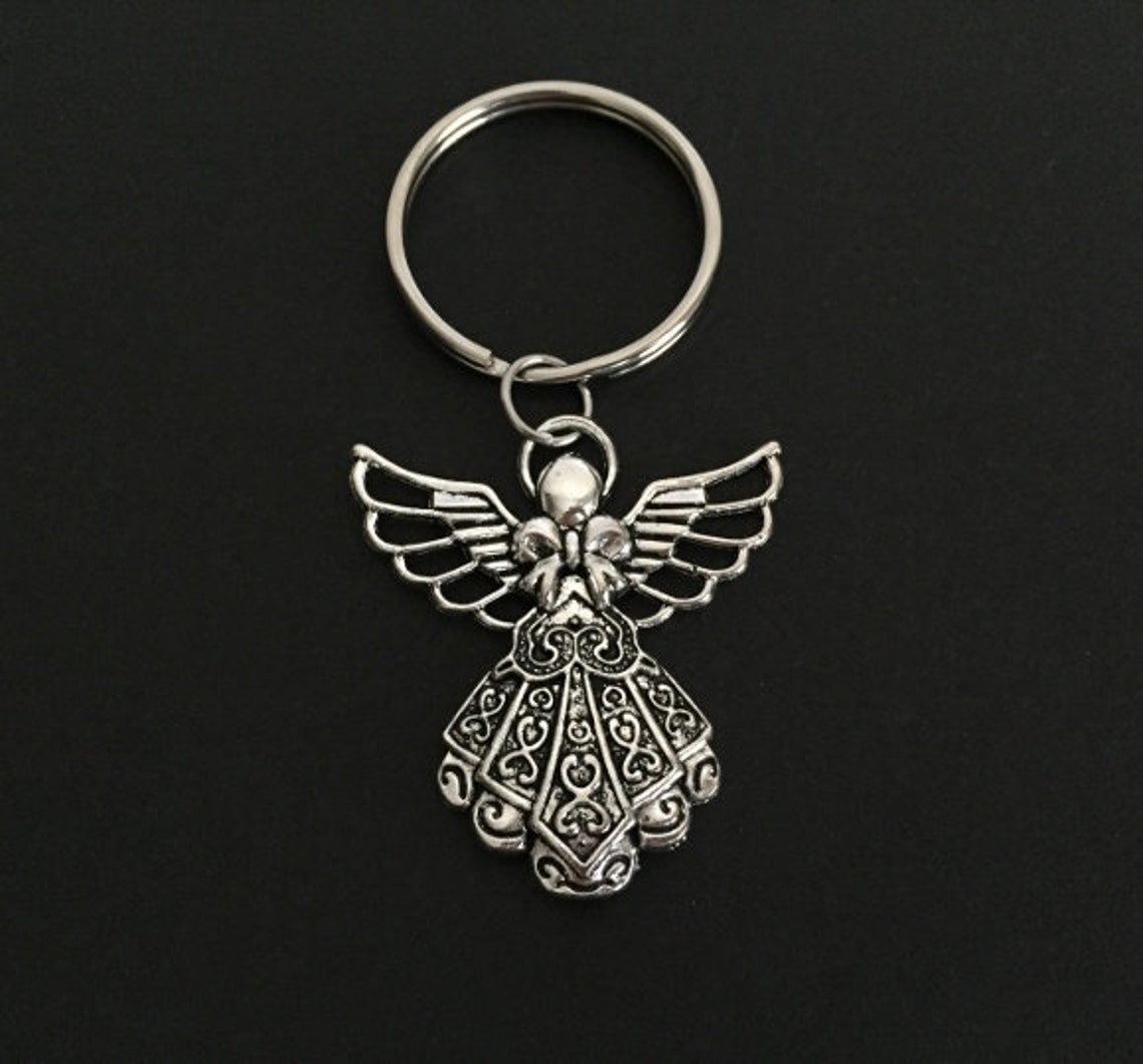 Guardian Angel Key Chain. Angel Charm Key Chain. Memorial Key - Etsy