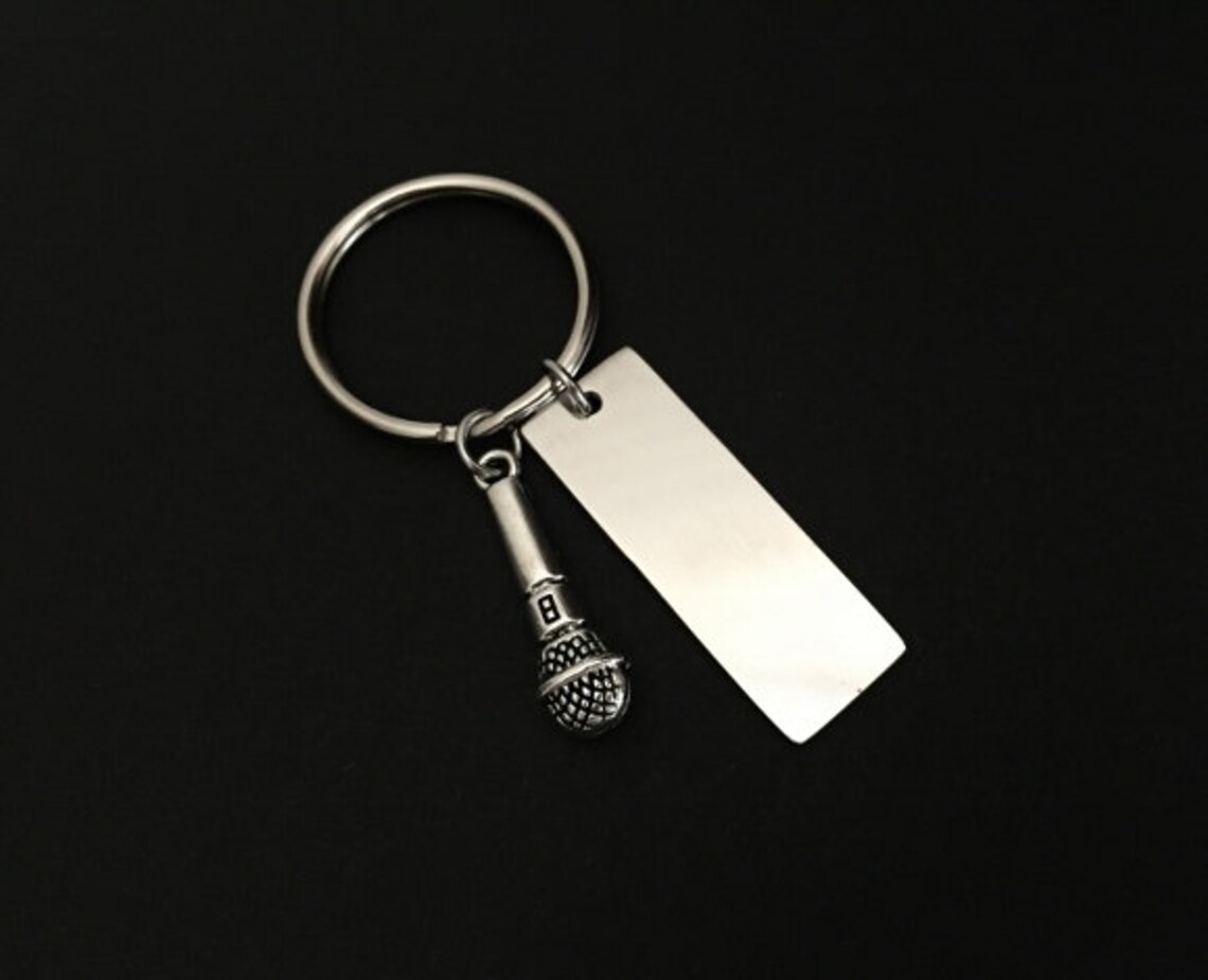 Personalized Microphone Key Chain. Customized Stainless Steel | Etsy