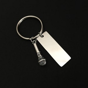 Personalized Microphone Key Chain. Customized Stainless Steel Tag. Name ...