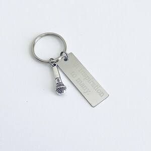 Personalized Microphone Key Chain. Customized Stainless Steel Tag. Name ...