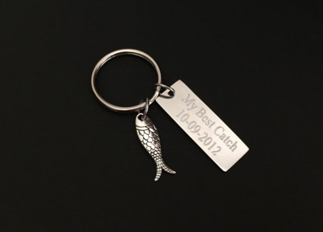 Engraved Stainless Steel Key Chain. Personalized Fish Key Ring ...