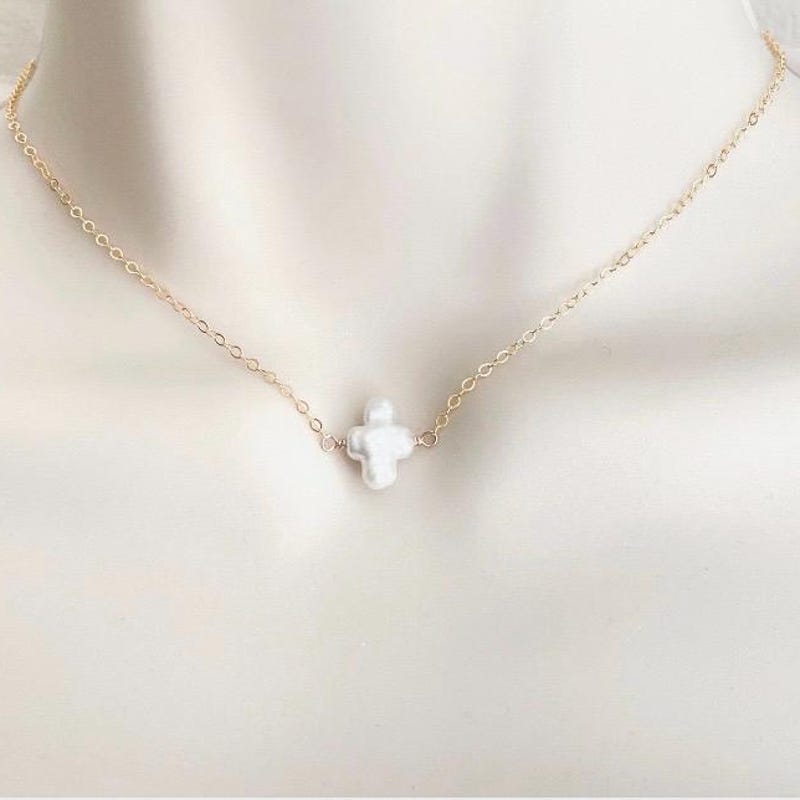 Pearl Cross Necklace - Etsy