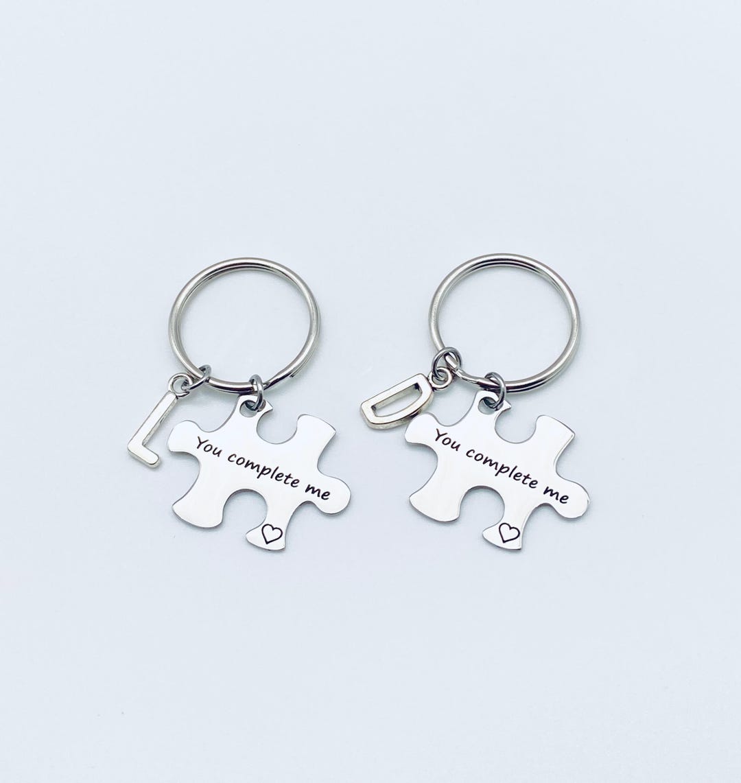 Initial Puzzle Key Chain Set. Stainless Steel You Complete Me Key ...